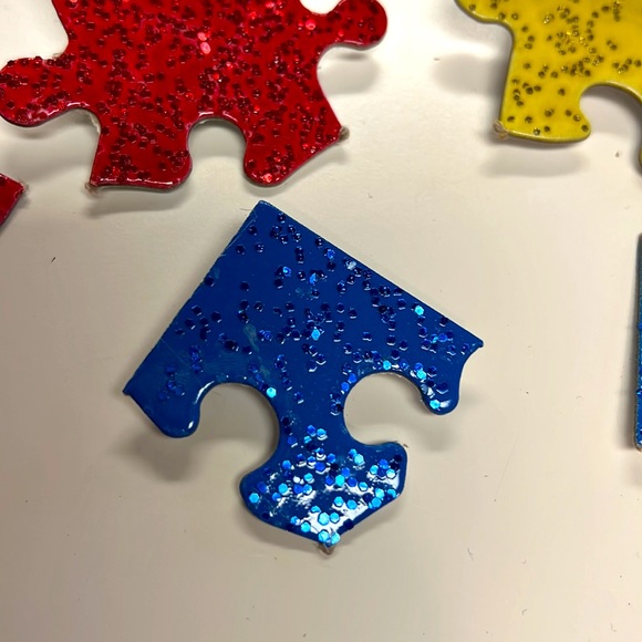 Hand Crafted | Art | 5 Puzzle Piece Autism Pins | Poshmark